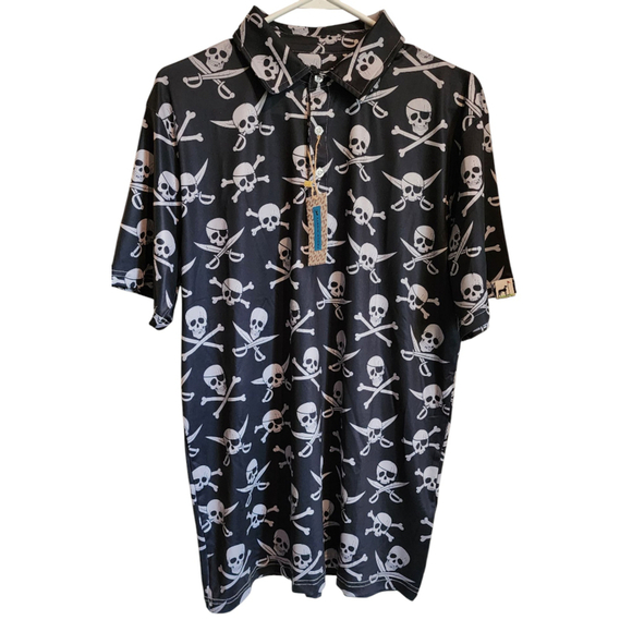 Proud Ninety | Shirts | Proud Ninety Mens Black Skull Cross Bones Golf ...